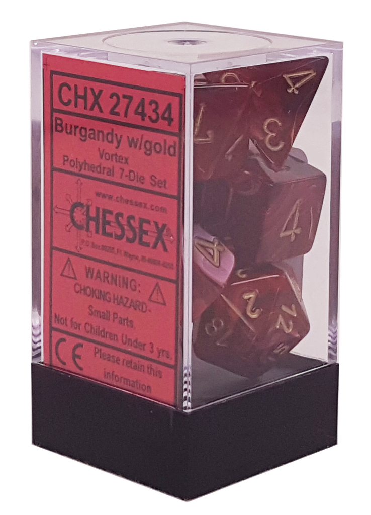Vortex: Burgundy/Gold Polyhedral Set – Gopher Games